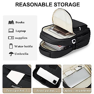 WEPOET Simple Aesthetic Black Backpacks For School,Lightweight Casual College Backpack Women,Travel Laptop Daypack Men,Waterproof Middle School Book bag For Teens Boys Girls