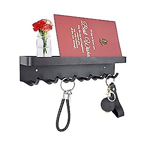 Smile Buzz Wall Mounted Adhesive Key Holder with Tray - Decorative Mail Organizer & 6 Sturdy Hooks for Entryway, Hallway, or Office - Keep Keys Handy & Organized.