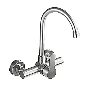 Kitchen Sink Faucet Brushed Nickel Wall Mount 360° Swivel Single Handle Restaurant Utility Sink Faucet in Wall Faucet Kitchen Bar Laundry Faucet Commercial