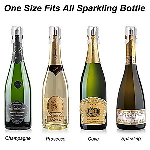 OWO Champagne Stopper with Stainless Steel, Professional Bottle Sealer for Champagne, Cava, Prosecco & Sparkling Wine, Champagne Saver Plug, Compact Champagne Bottle Plug Set of 2