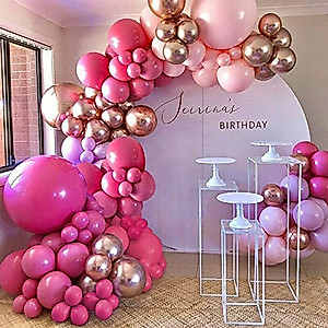 Hot Pink Balloons 100 Pack Hot Pink Balloons Different Sizes 18 12 5 Inch Hot Pink Balloon Garland Arch Kit for Girl's Baby Shower Birthday Wedding Party Valentines Day Decor