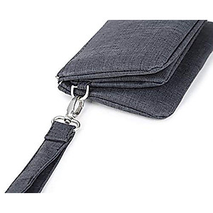 Crest Design Water Repellent Cell Phone Purse Wristlet Clutch Wallets For Women With Wrist Strap (Black)