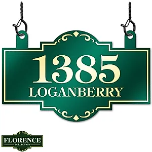 Hanging Address Sign, House Address Plaque, Indoor/Outdoor Use, 8x13 Inch, 22 Colors, Reflective Option, USA Made by My Sign Center (Florence)