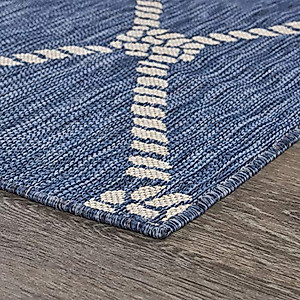 Lr Home Ox Bay Seamas Nautical Knot Indoor Outdoor Rug, Navy/White, 5'3" x 7'0"