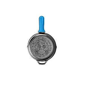 Lodge Seasoned Cast Iron Sugar Skull Skillet with Handle Holder Black 10.25 Inch
