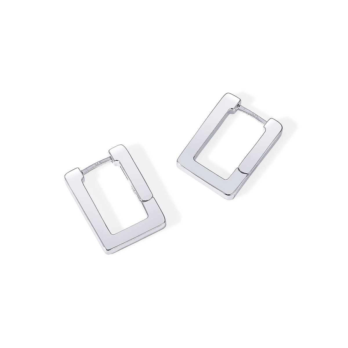 PAVOI Rhodium Plated 925 Sterling Silver Post Square Hoop Earrings | Geometric Rectangle Gold Hoop Earrings for Women
