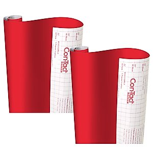 KITTRICH CORPORATION, Red, Creative Adhesive Covering, 18" x 16 ft, 2 Rolls, 2 Count