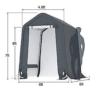Morngardo Storage Shed Outdoor Portable Garage Car Shelter Carport Waterproof Canopy Kit Tent Heavy Duty for Bike, Motorcycle, Gardening Vehicle (6’ x 6‘ x 7‘)