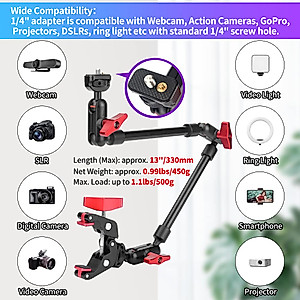 Super Camera Clamp Mount with Articulating Magic Arm 22in, Adjustable Super Clamp Camera Mount Magic Arm for LED Lights