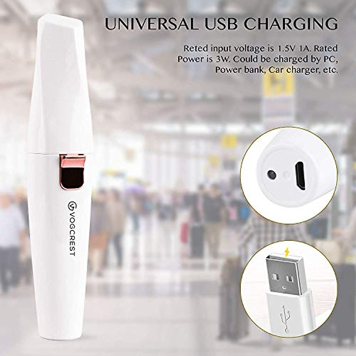 Rechargeable Eyebrow Trimmer & Facial Hair Remover for Women, 2 in 1 Eyebrow Razor and Painless Lips Body Facial Hair Removal with Built-in LED Light