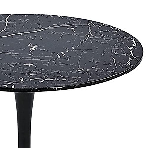 VONLUCE 32 Inch Round Dining Table with Faux Marble Top for Kitchen Bar Patio and More, Modern Small Coffee Table Living Room Accent Table with Tulip Style Metal Base and 165lb Capacity for 2-4, Black