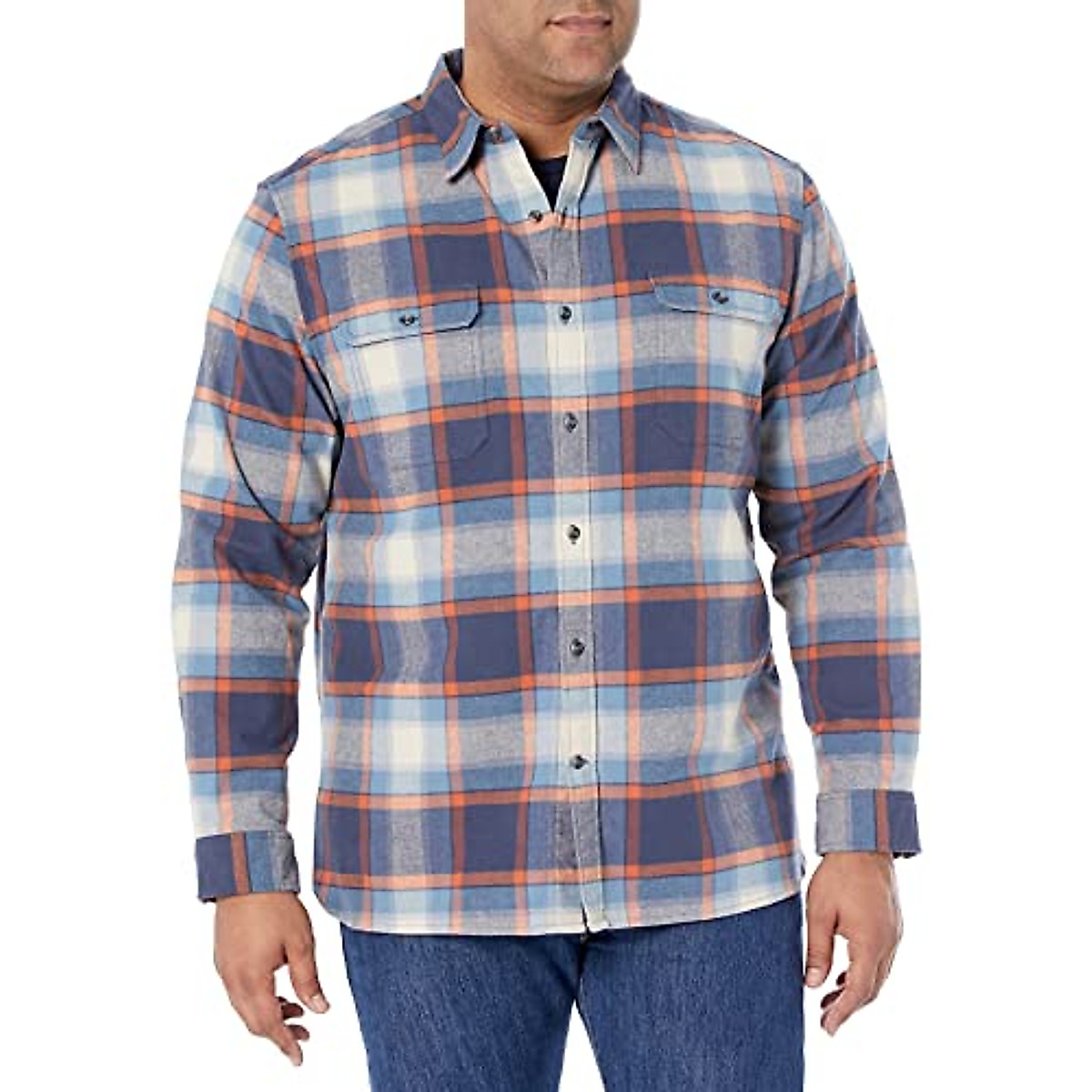 Amazon Aware Men's Regular-Fit Long-Sleeve Flannel Shirt, Blue Plaid, X-Large