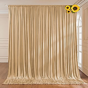 10x7ft Champagne Wrinkle Free Thick Fabric Backdrop Curtain Drapes Beige Backdrop Panels Background for Birthday Wedding Baby Shower Party