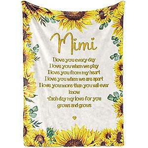 InnoBeta Mimi Sunflower Throw Blanket - Mimi Gifts for Grandma - Flannel Blankets Gift for Mimi on Mother's Day, Christmas, Birthday, or Thanksgiving - 50" x 65"
