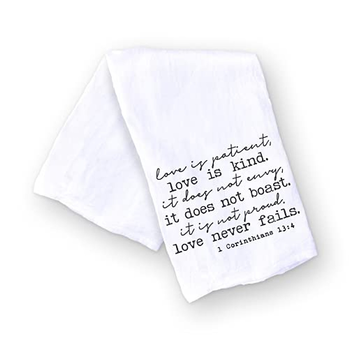 Handmade Corinthians Kitchen Towels - 100% Cotton Dish Towel Love is Patient Love is Kind - Valentine Engagement Bridal Shower Newlywed Hostess Gift (Love is Patient Love is Kind)
