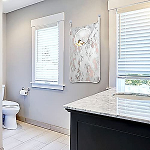 Marble Pattern Hanging Laundry Hamper Bag Door/Wall/Closet Hanging Large Laundry Bag Basket for Dirty Clothes Storage Organizer,with 2 Hooks,Space Saving for Travel,Small Room