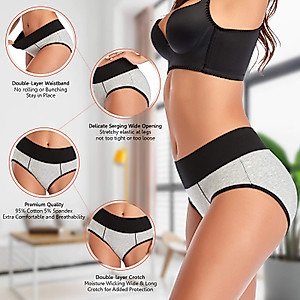 Eiggam Underwear for Women, Women's High Waist Cotton Underwear Soft Breathable Panties Stretch Briefs,Tummy Control Underwear, X-Large, 6-Pack