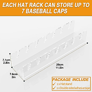 Generic Hat Stand for Baseball Caps, 2Pcs No Install Hat Acrylic Organizers Hat Storage for 14Caps, Hat Racks for Baseball Hat Rack Display and Organizer for Bedroom, Dresser, Closet (2PCS)
