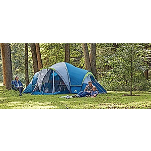 Dome Tent Ozark Trail 10-Person Family Camping Tent with 3 Rooms and Screen Porch, blue