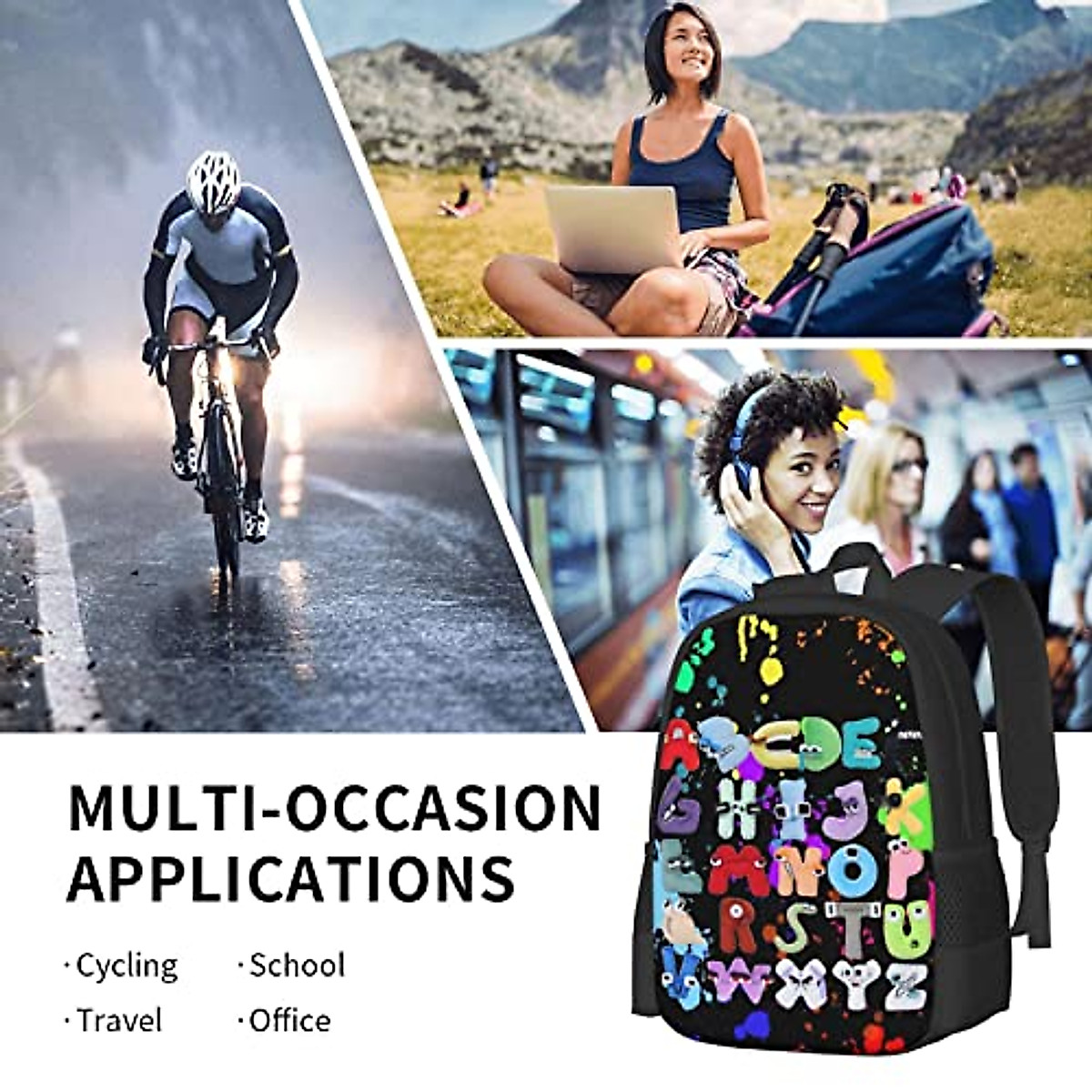 OOIL Alphabet Lore Unisex Cartoon Backpack Travel Bag Teens Game Bag Casual Backpack