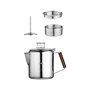 Tops 55705 Rapid Brew Stovetop Coffee Percolator, Stainless Steel, 2-12, 12-Cup, No Color