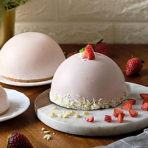 Hushee 2 Pcs Football Cake Pan 8 Inch Aluminum Hemisphere Pan Nonstick 3D Round Shape Cake Molds for Baking Sphere Half Ball Cake Pan for Birthday Wedding Anniversary DIY Cakes Bakeware Tools, Silver