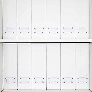 BLU MONACO Foldable White Magazine File Holder with Leather Label Holder - Set of 6 Cardboard Magazine File Boxes Desk File Organizer