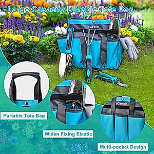 Gardening Tools, Carsolt 7 Piece Heavy Duty Stainless Steel Garden Tools Set with Ergonomic Rubber Handle. Variety of Gardening Hand Tools for Planting Gardening Kit with Gift Box Ideal Garden Gifts