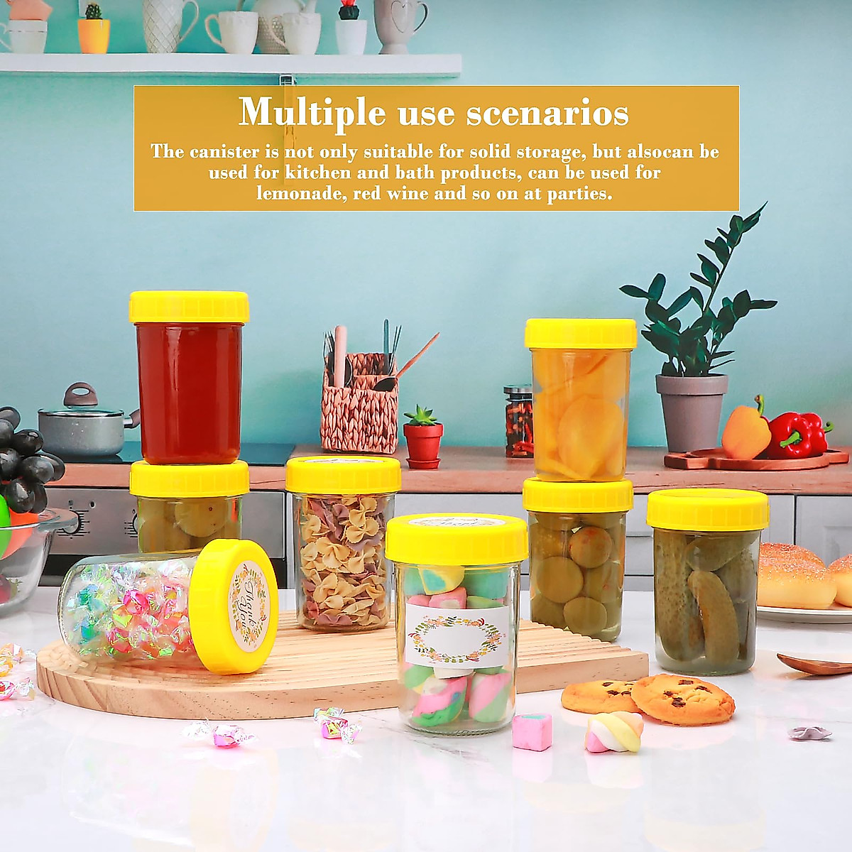 Brajttt Mason Jars 8 oz, Glass Jars With Regular Lids and Bands,16 pcs Canning Jars Jelly Jars, Ideal for Jam, Honey,DIY Spice Jars, Dessert