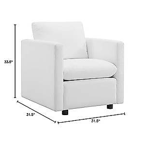 Modway Activate Contemporary Modern Fabric Upholstered Accent Lounge Armchair In White