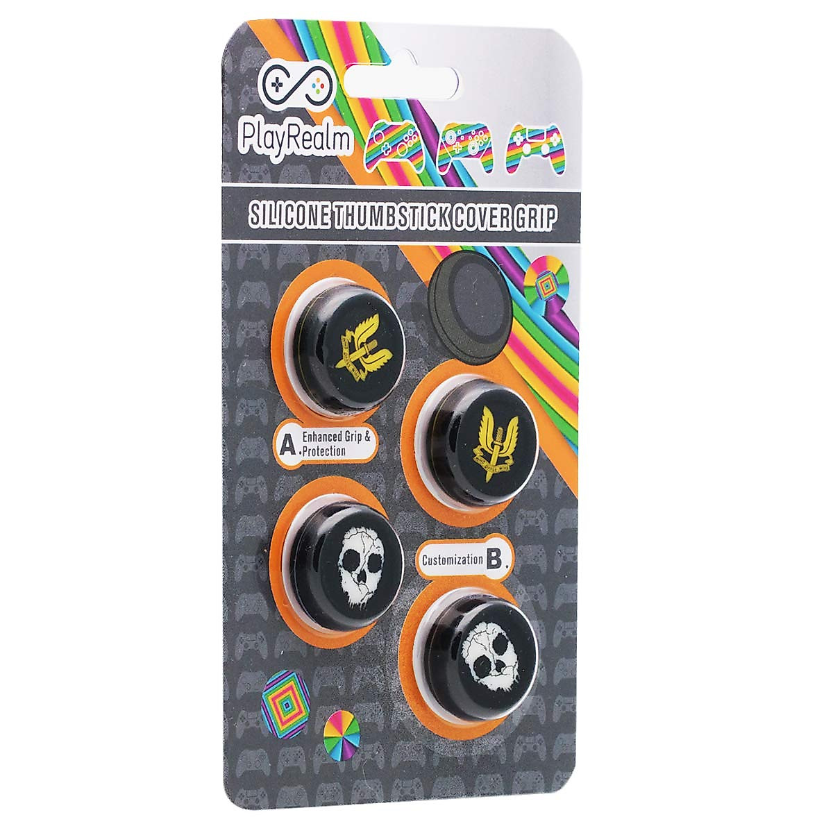 Playrealm Soft Rubber Silicone Printing Thumb Grip Cover x 4 for PS5, PS4, Xbox Series X/S, Xbox One, Switch PRO Controller (Duty Calls Pack)