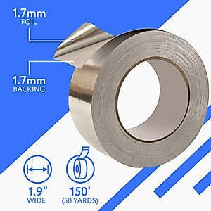 IMPRESA 2-Pack Aluminum Tape/Foil Tape - Professional/Contractor-Grade - 1.9 inch x 150 feet (3.4 mil) - Excellent for HVAC, Duct, Pipe, Insulation and More Products