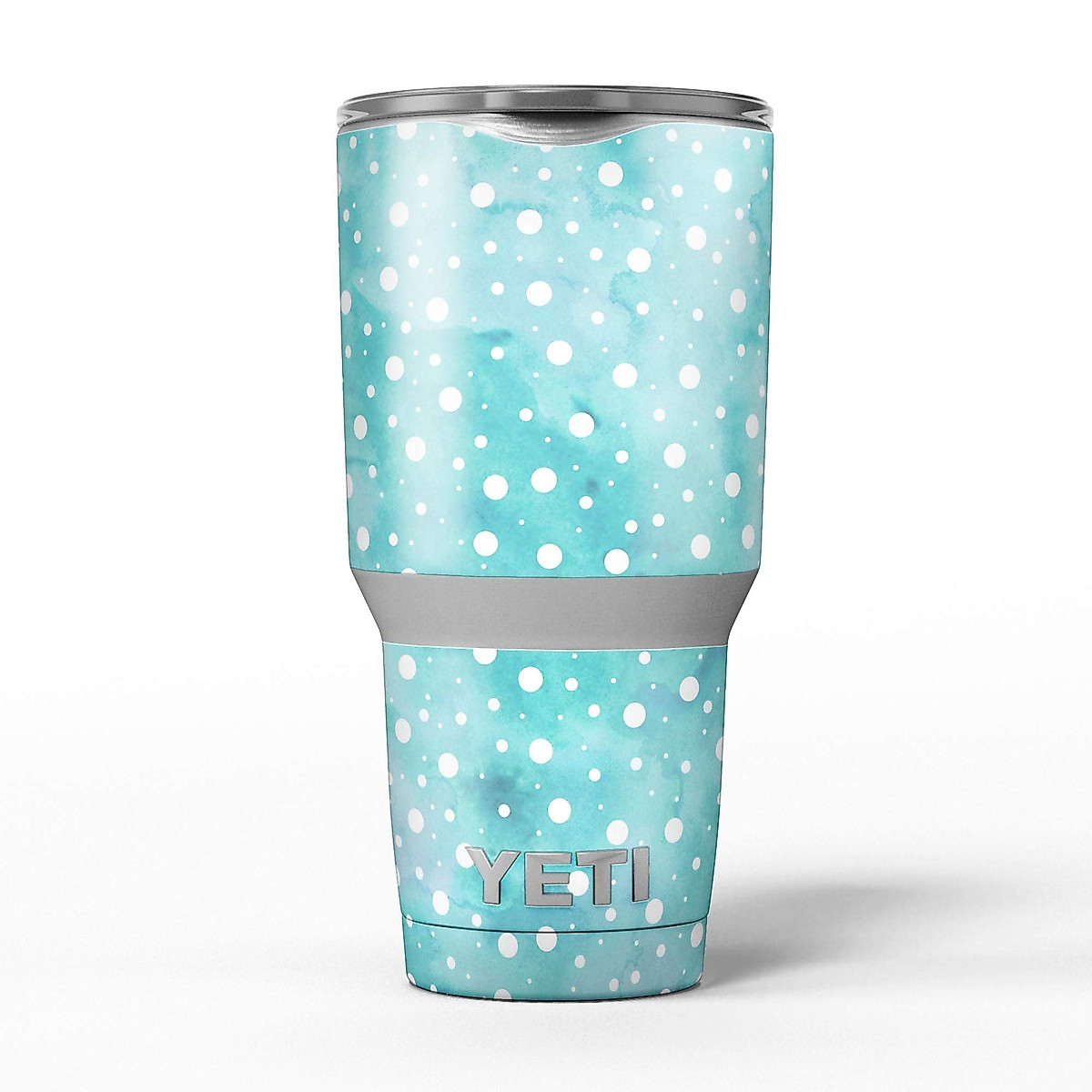 Design Skinz Light Blue and White Watercolor Polka Dots - Skin Decal Vinyl Wrap Kit Compatible with The Yeti Rambler Cooler Tumbler Cups