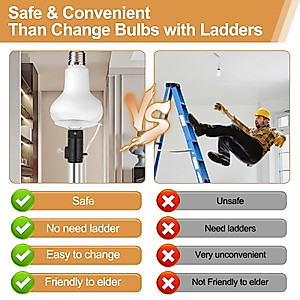 TKVAZK Light Bulb Changer, Light Bulb Changer for High Ceilings and Recessed Lights, 88in High Ceiling Light Bulb Changer with Extension Pole Suction Cup Flat Lightbulb Remover for Household