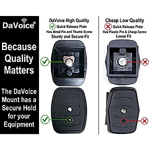 DaVoice 44mm Tripod Quick Release Plate Camera Mounting Adapter Parts Replacement for Certain Ambico, Tar gus, Velbon, Vista Explorer 60”, Sony, Sunpak, Ravelli Tripod Mount Attachment Baseplate QB-4W