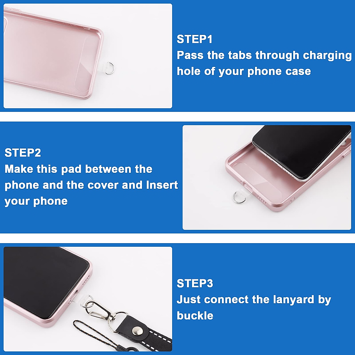 Phone Tether Tab, 10 Pieces Universal Phone Lanyard Patch Without Adhesive,Phone Lanyard Replacement Part for Cell Phone Strap(Transparent)