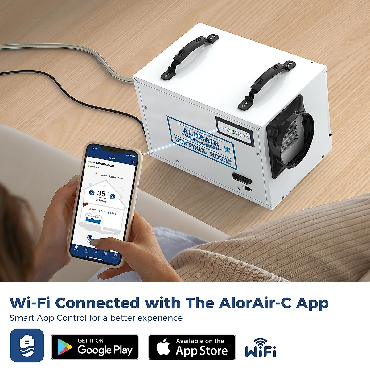 ALORAIR Crawl Space Dehumidifiers, 120 PPD Energy Star Wi-Fi APP Controls Crawlspace Dehumidifiers, Auto Defrost Basement Commercial Dehumidifiers