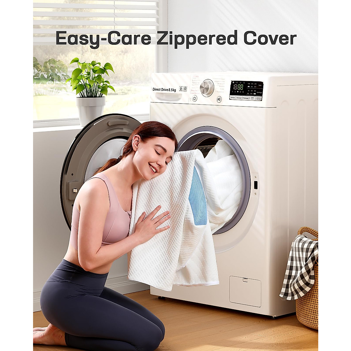 Marsail Queen Mattress Topper, 3-Inch Gel Memory Foam Mattress Pad, Bed Topper for Body Pain Relief, with Removable Cover & Elastic Straps & Anti-Slip Bottom, CertiPUR-US Certified