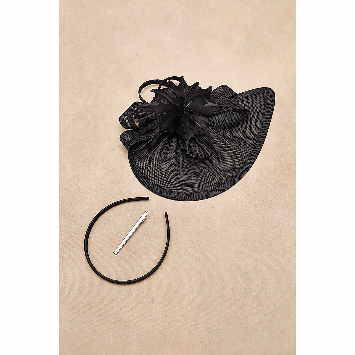 BABEYOND Tea Party Fascinator Hat for Women Kentucky Headwear Derby Pillbox Church Hat for Cocktail Wedding A-Black