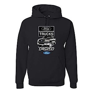 Ford Trucks Vintage Legend Built Tough Cars and Trucks Unisex Graphic Hoodie Sweatshirt, Black, X-Large