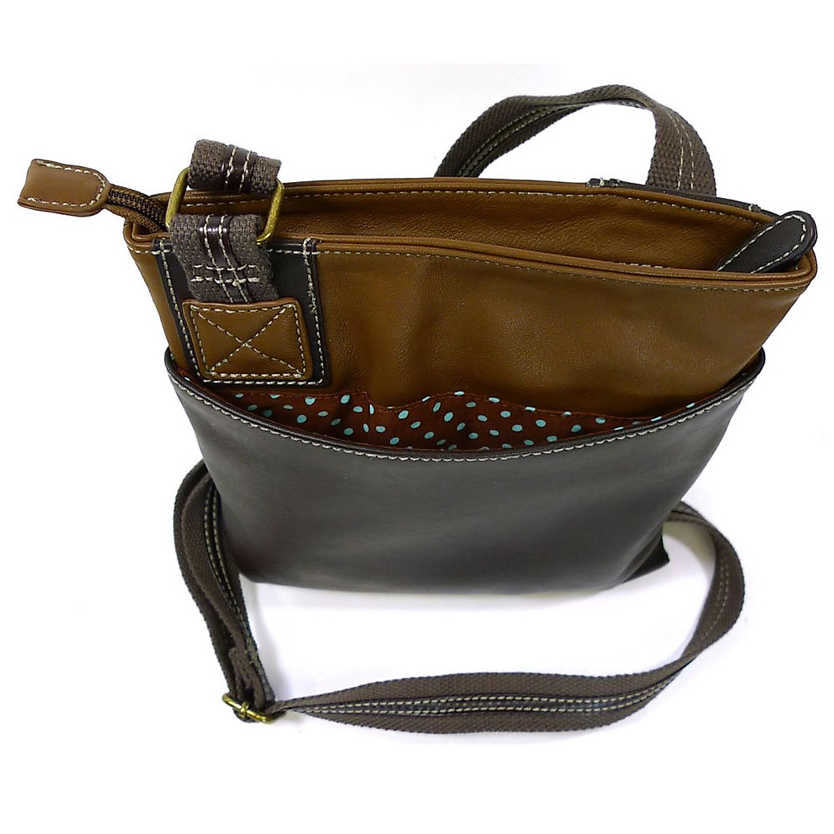 CHALA Swing CrossBody Phone Purse in Two Tone Colors- (Bag Only) Brown