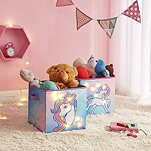 Idea Nuova Nickelodeon JoJo Siwa Collapsible LED Light Up Toy Storage Cubes, 2 Pack, 11.5"