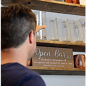 Elegant Signs Wedding Open Bar Sign Drunken Shenanigans for Party Decoration by Fun Sign for Your Reception