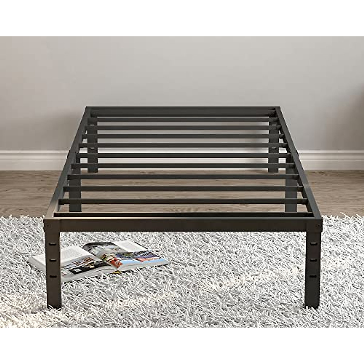 Eavesince Twin Bed Frames No Box Spring Needed 14 Inch High Max 1000 Pound Heavy Duty Metal Twin Size Platform Easy Assembly Noise Free Black