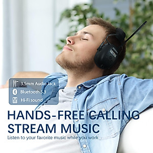 ZOHAN 033 Bluetooth AM/FM Radio Headphones with 2000mAh Rechargeable Battery,25dB NRR Noise Reduction Safety Earmuffs