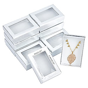 NBEADS 30PCS Silver Gift Boxes Presentation Box with Padding - Birthday Gift Box - Nail Packaging Boxes Cardboard Jewelry Boxes 3.54"x2.56"x1.1" for Christmas Packaging
