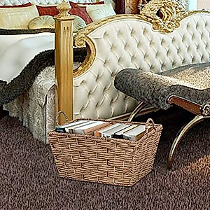 eHemco Water Hyacinth Wicker Storage Rectangular Baskets, Set of 4, Natural