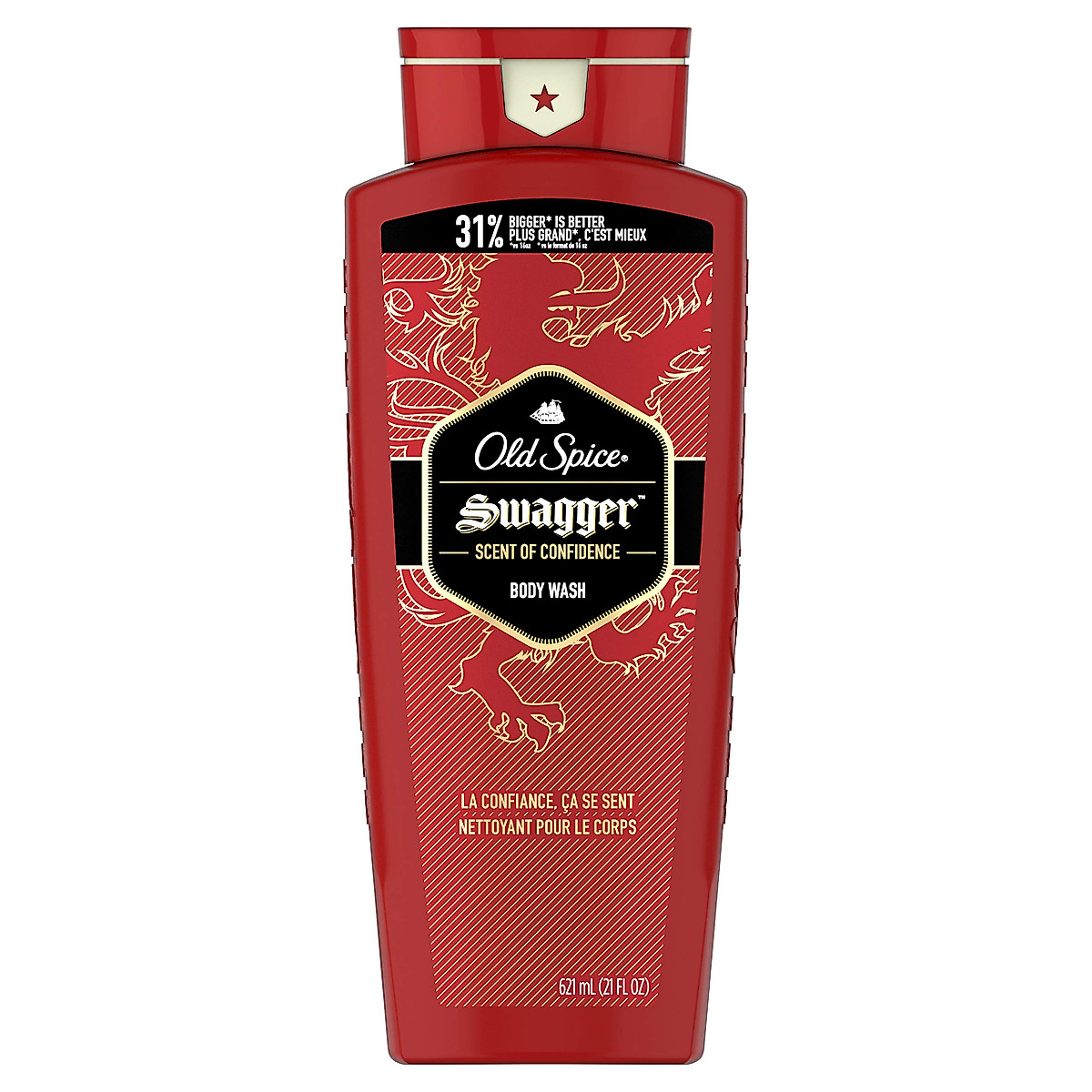 Old Spice Body Wash for Men, Swagger Scent of Confidence, 21 Fl Oz (Pack Of 4)