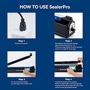 LinsnField Sealer Pro - 8 inch Impulse Heat Sealer - 2mm Sealing Width - Manual Heat Sealer Machine for All Bags - Most Heavy Duty for Strong, Secure Sealing for Long Term Food Storage, Deep Blue