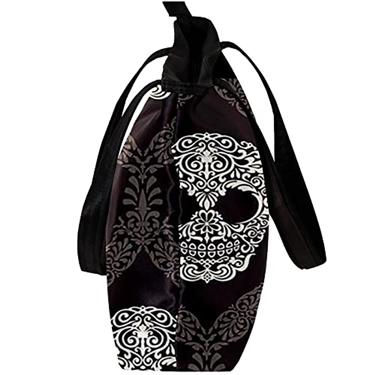 Women's Large Size Canvas Shoulder Bag Hobo Crossbody Handbag Casual Tote, Grey Skull Vintage